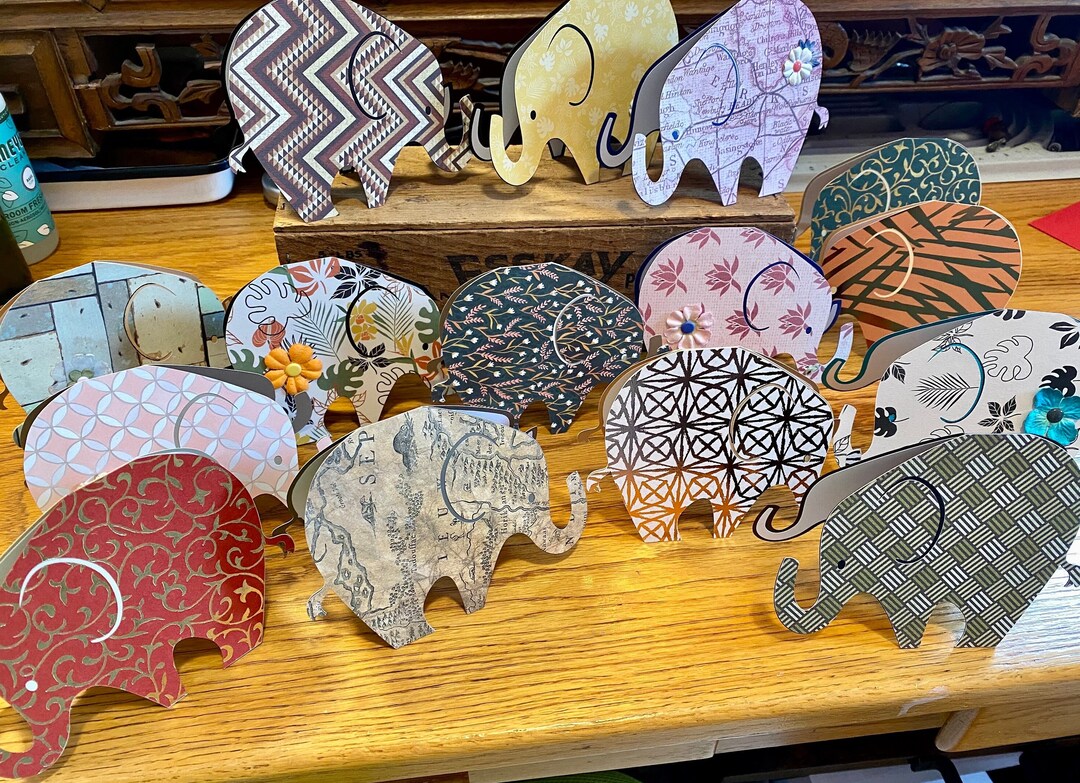 Elephant Notecards- Set of 5 - Etsy