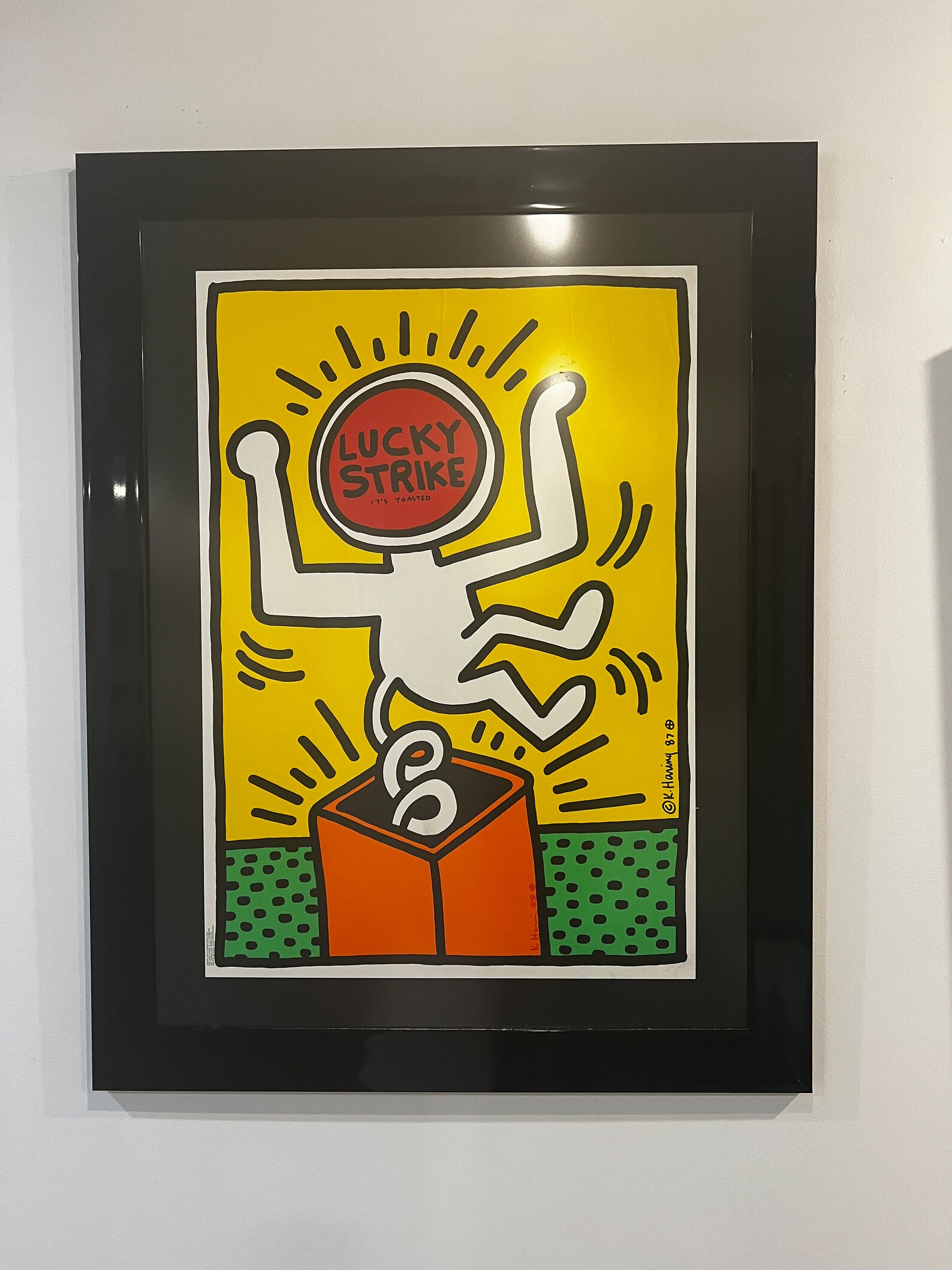 Keith Haring, Lucky Strike, Large Rare 1987 Signed Artwork, 27.5" X 39. ...