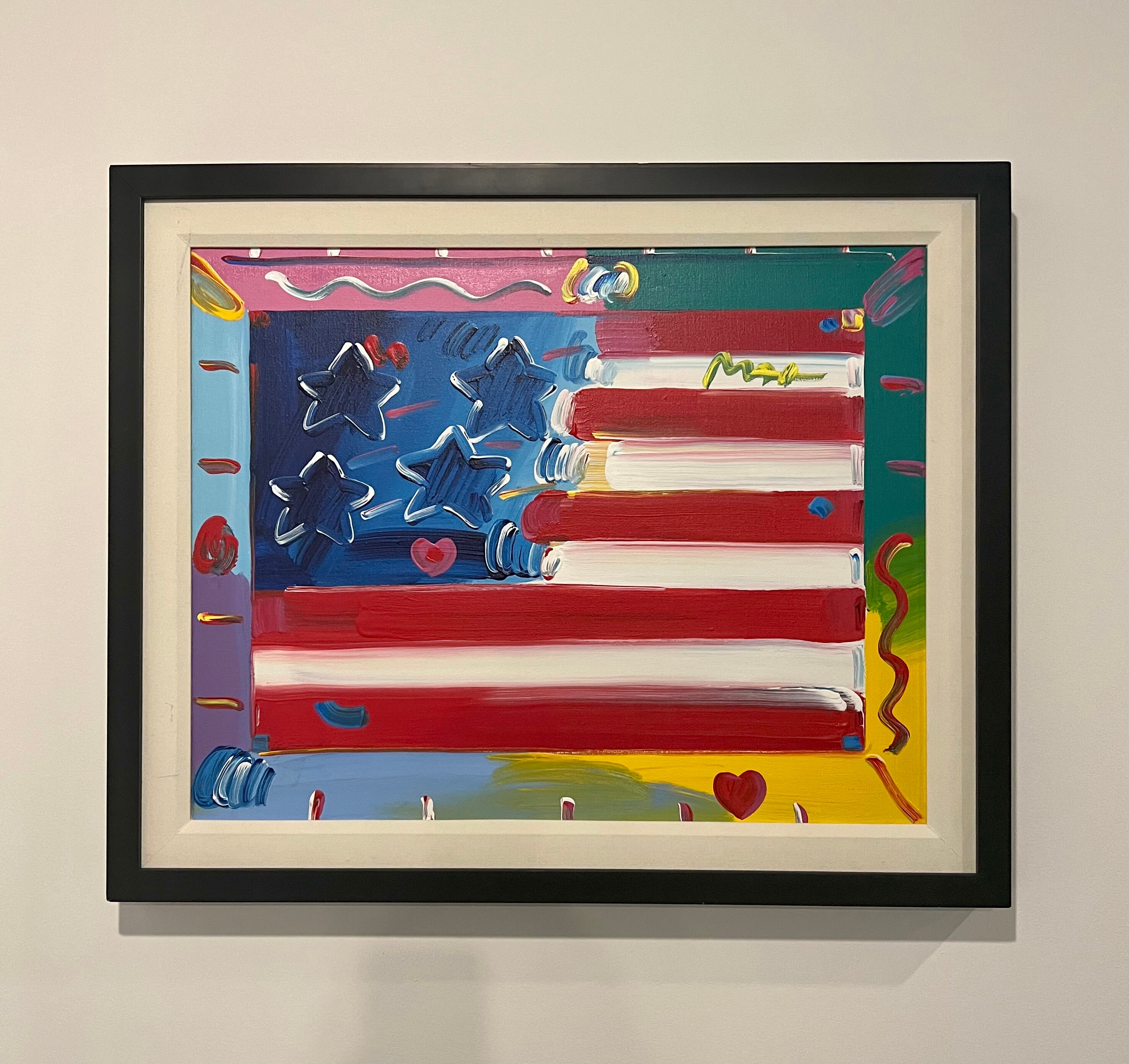 Peter Max Original American Flag Painting 2001, 21.75 X 27.5, Framed - Etsy