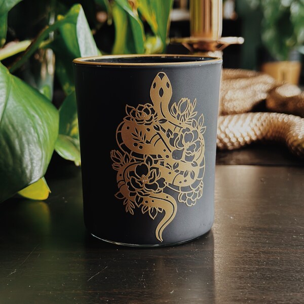 Black and Gold Snake Candle Holder - Etsy