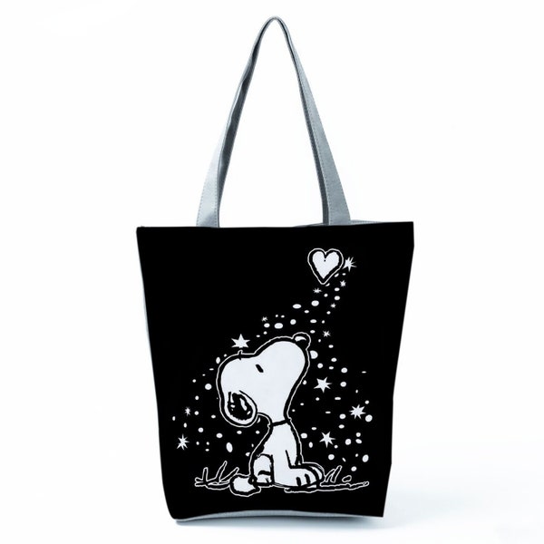 Snoopy Tote Bag in Black - Etsy