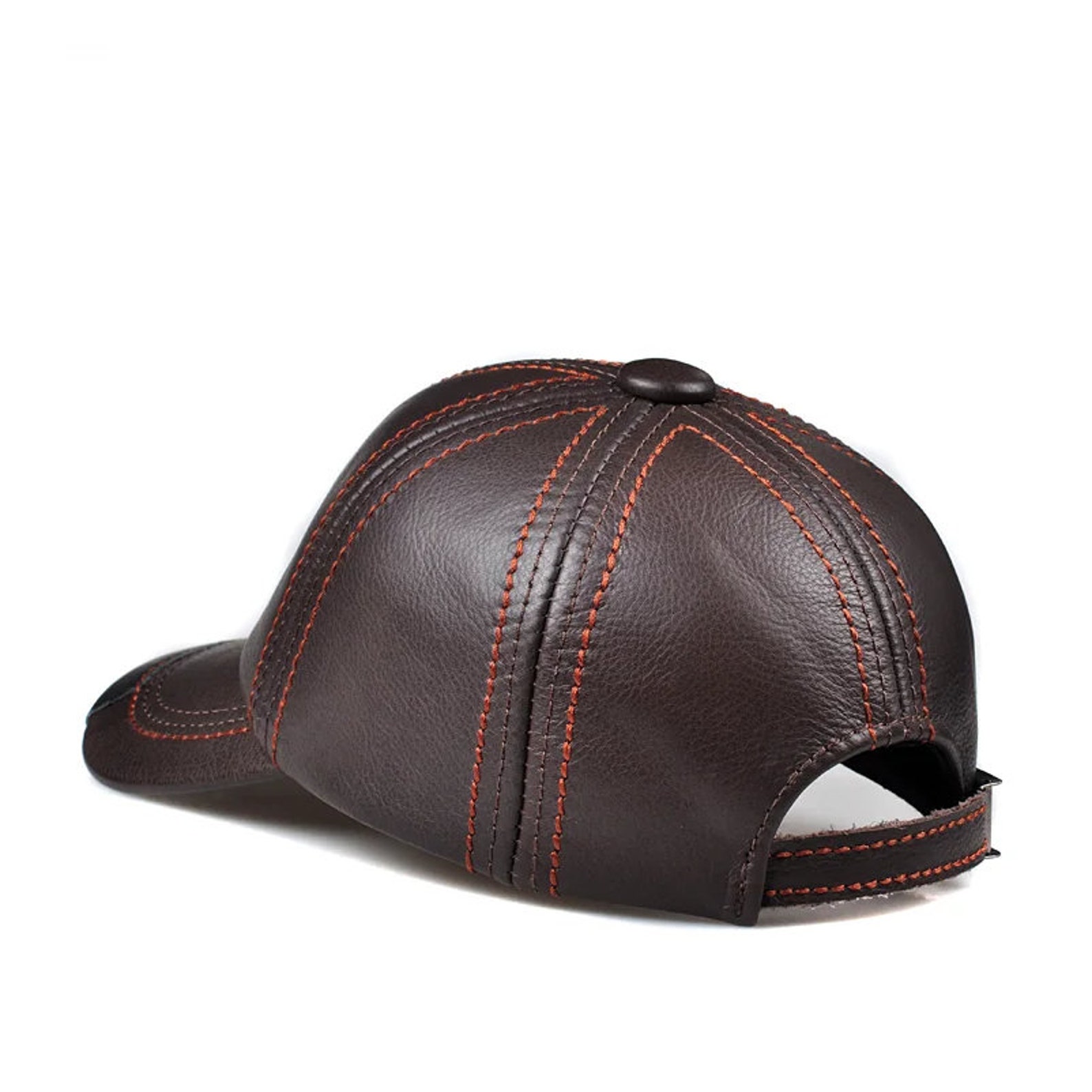 Leather Cap, High Quality Genuine Leather Baseball Cap Men Women Black ...