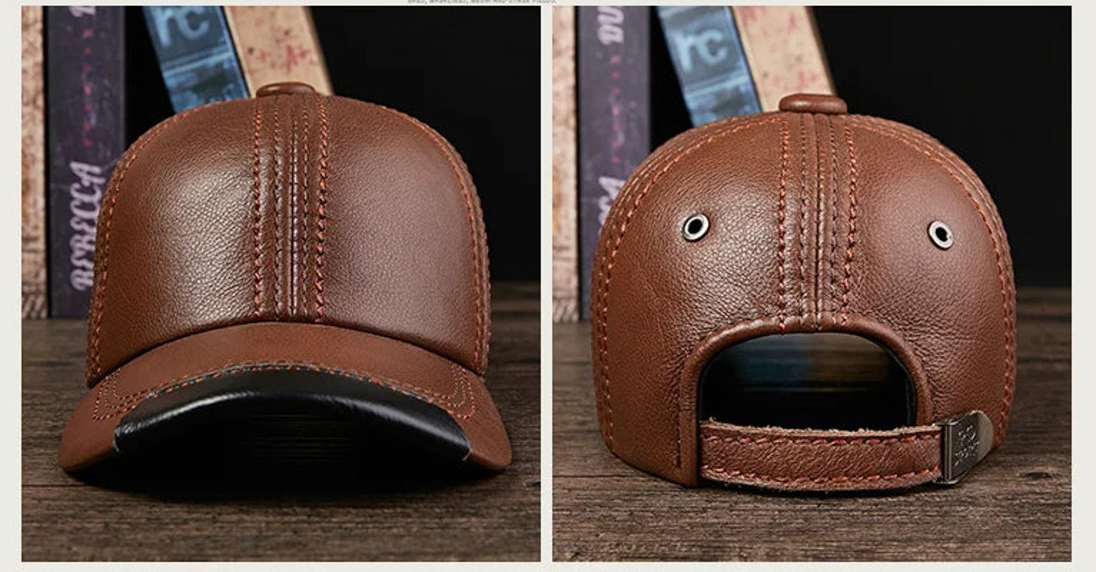 Leather Cap, High Quality Genuine Leather Baseball Cap Men Women Black ...