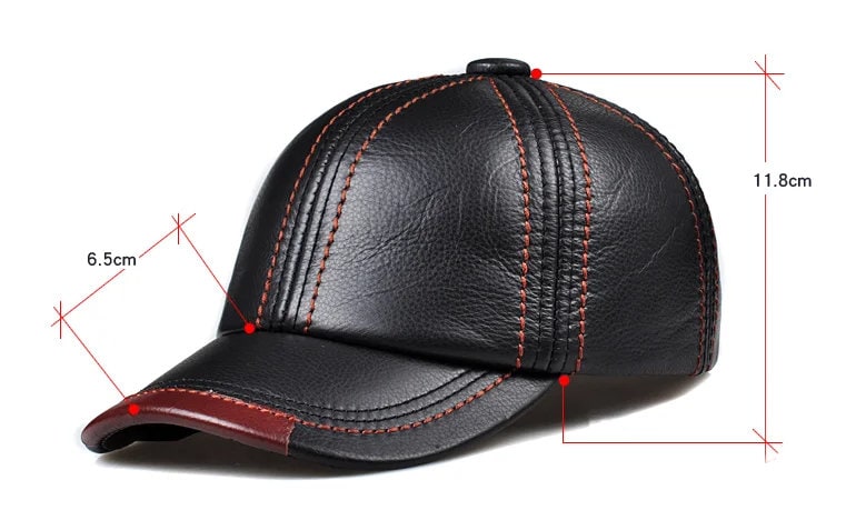 Leather Cap, High Quality Genuine Leather Baseball Cap Men Women Black ...