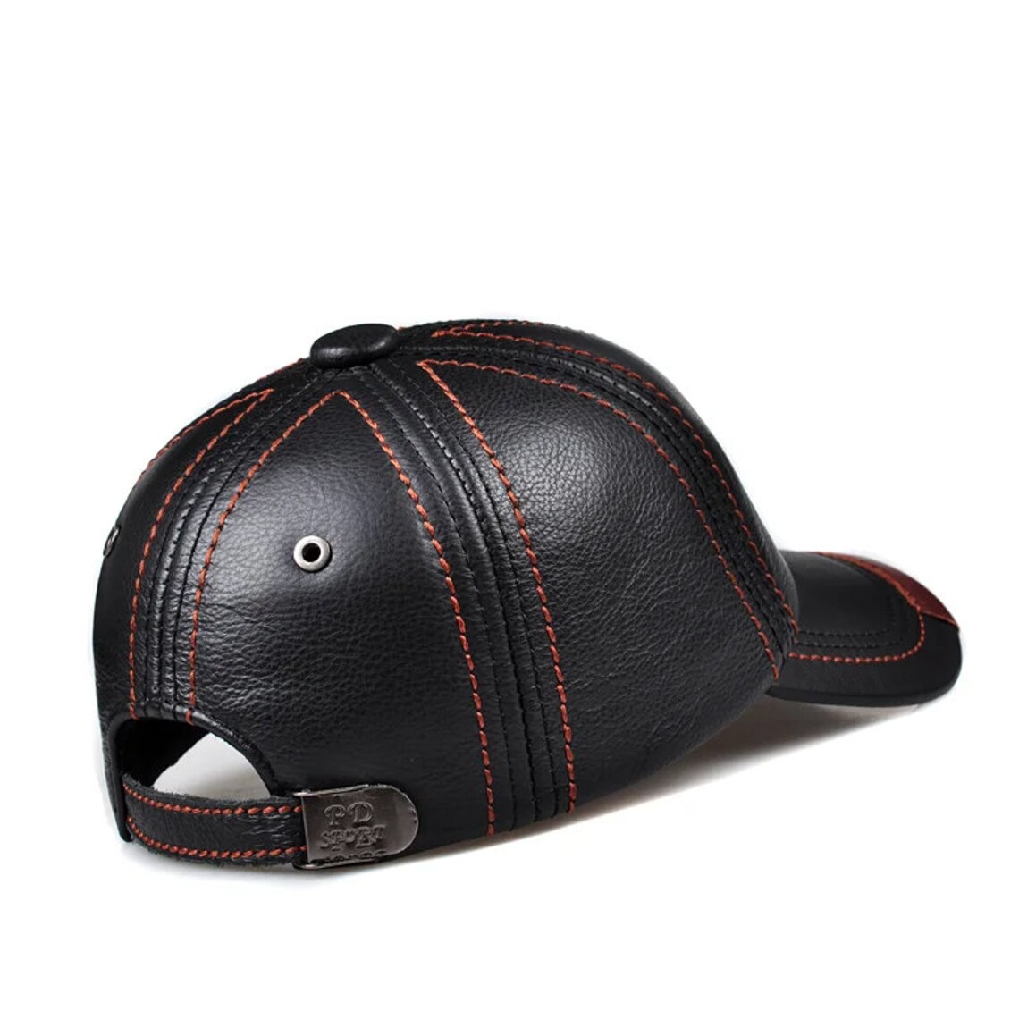 Leather Cap, High Quality Genuine Leather Baseball Cap Men Women Black Cowhide Snapback ...