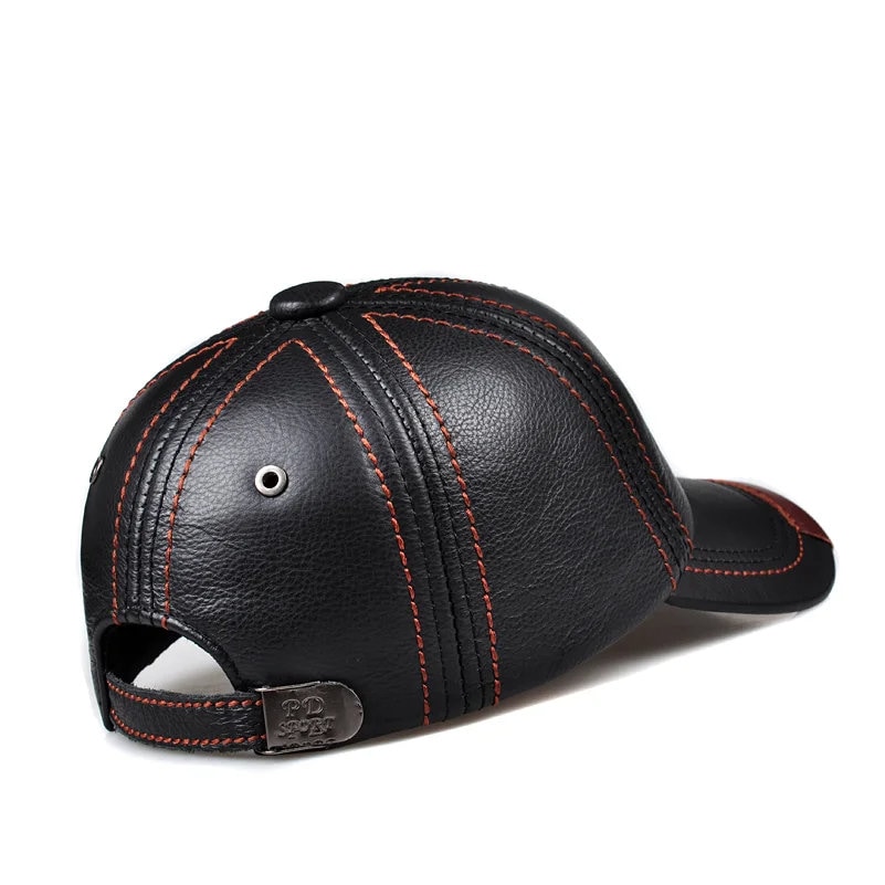 Leather Cap, High Quality Genuine Leather Baseball Cap Men Women Black ...