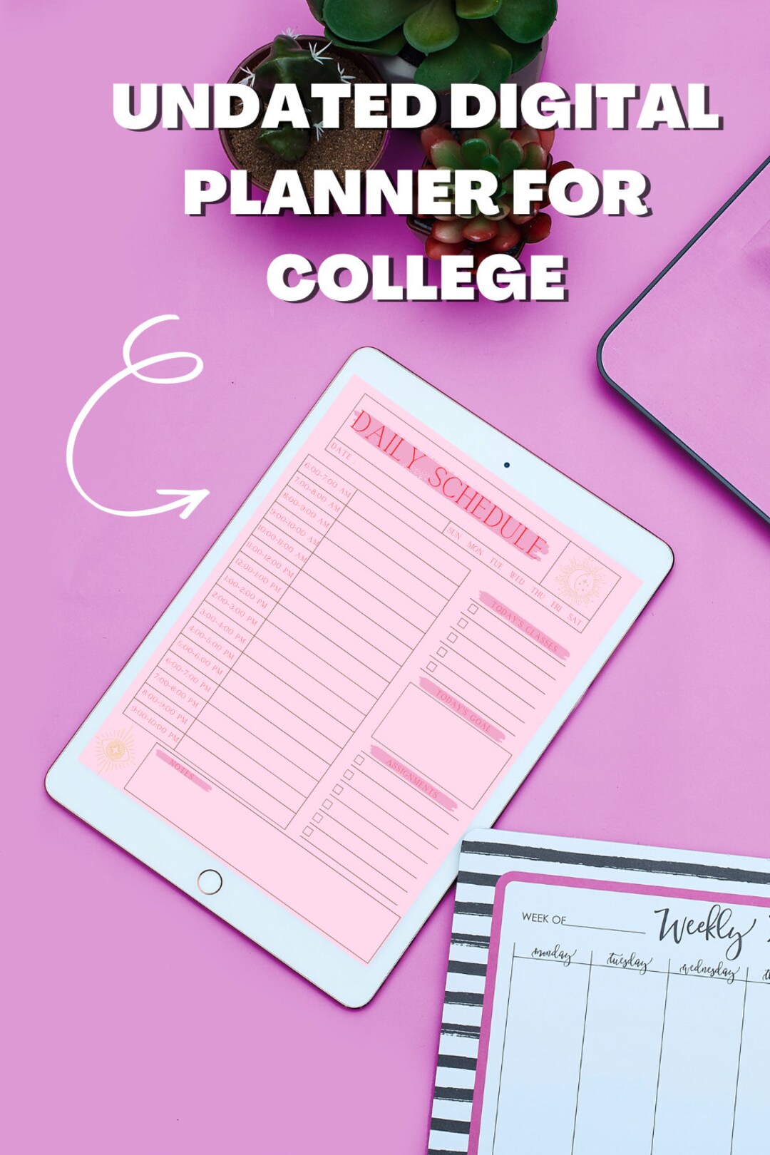Daily Digital College Schedule, Instant Download, Daily Planner ...
