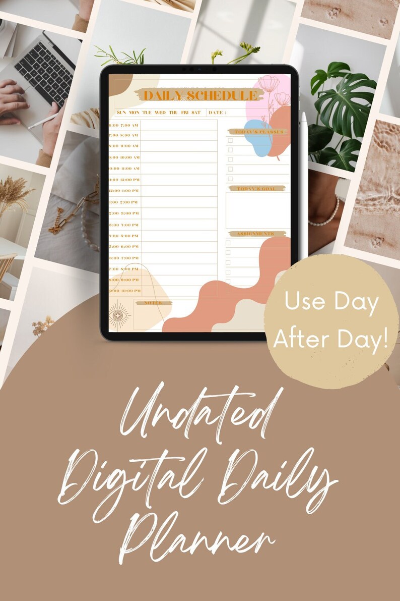 Undated Digital Daily Planner, Instant Download, College Schedule ...