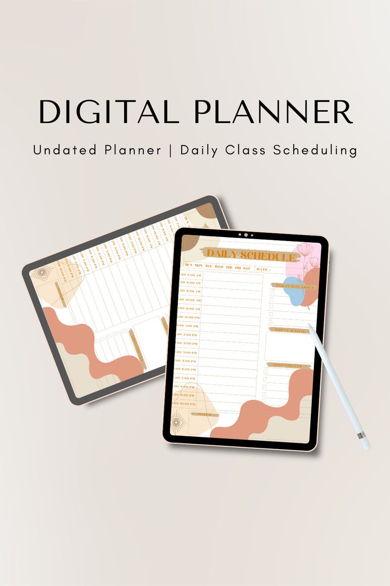 Undated Digital Daily Planner, Instant Download, College Schedule ...