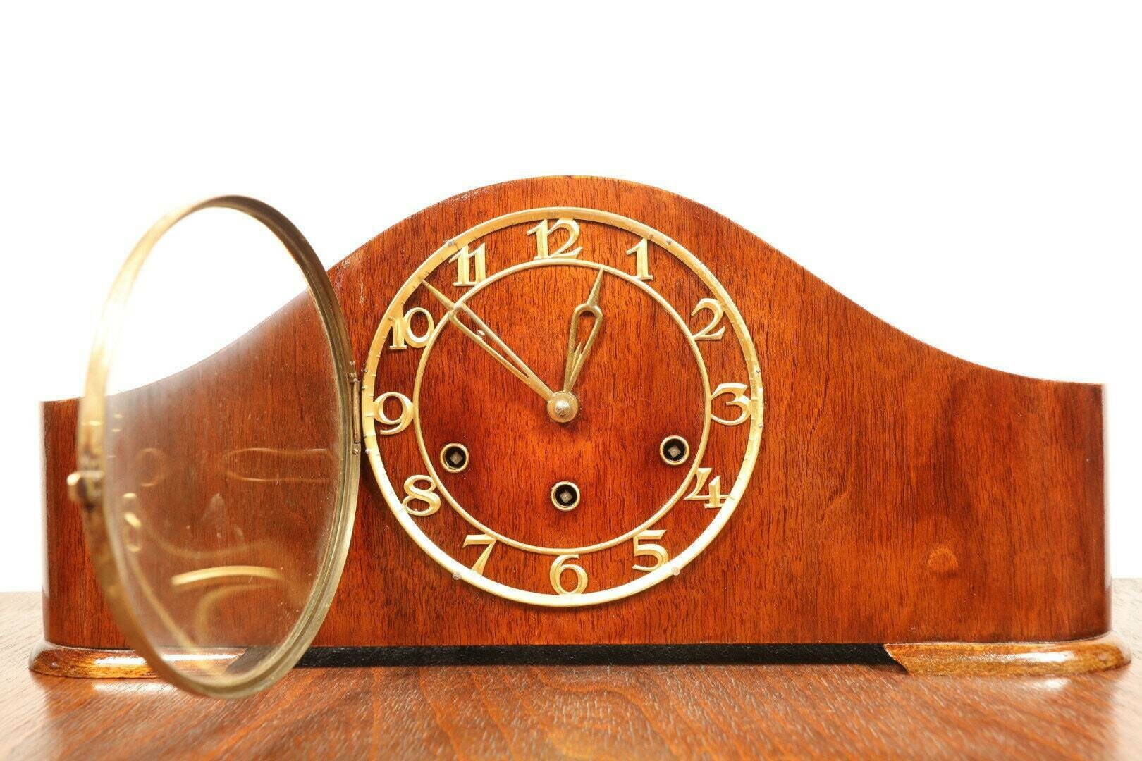 Art Deco Mantle Clock 1940s, Big Ben Melody Walnut Wood Gold Details - Etsy