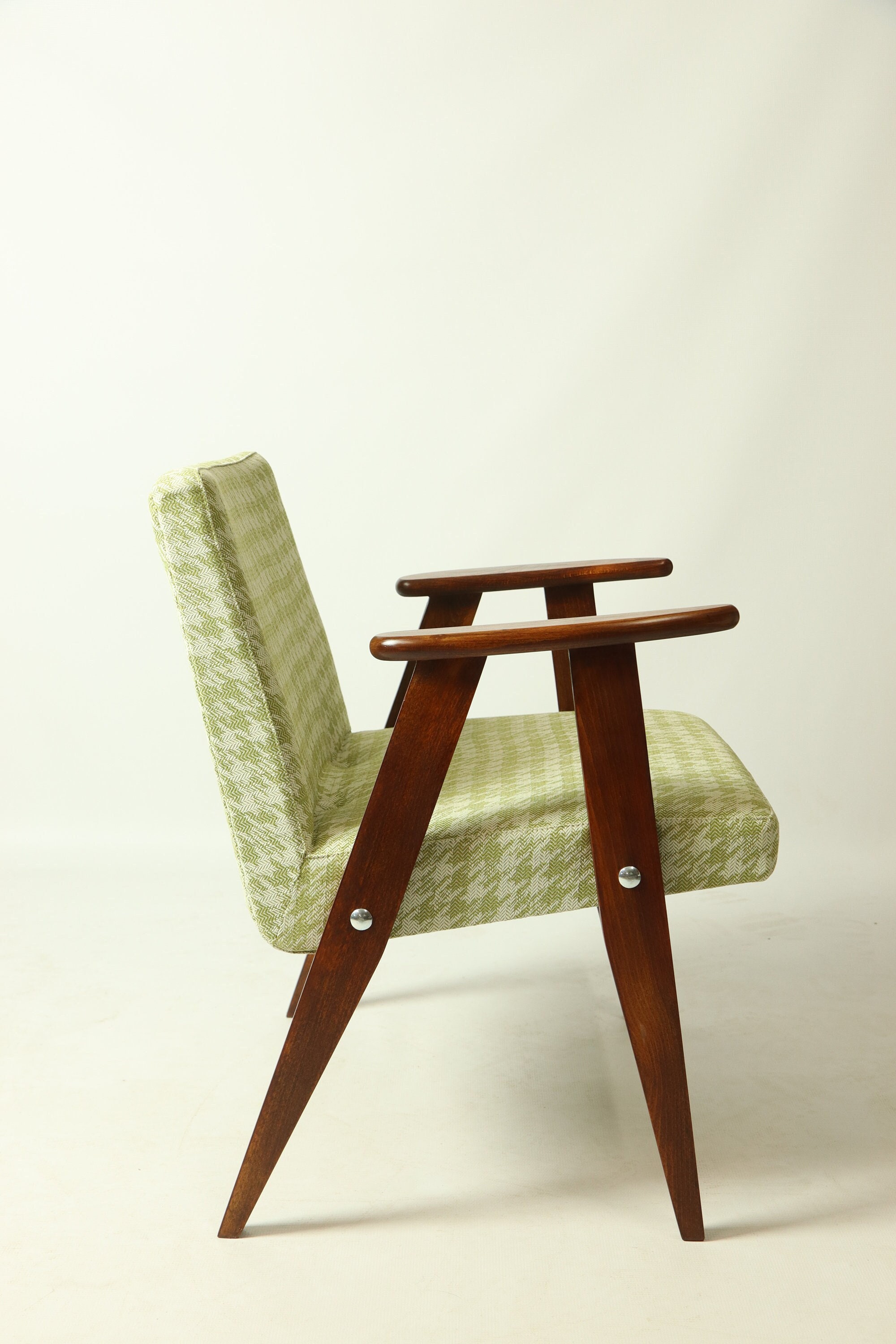 Vintage Armchair Light Green Colour Wooden Lounge Chair Renovated - Etsy