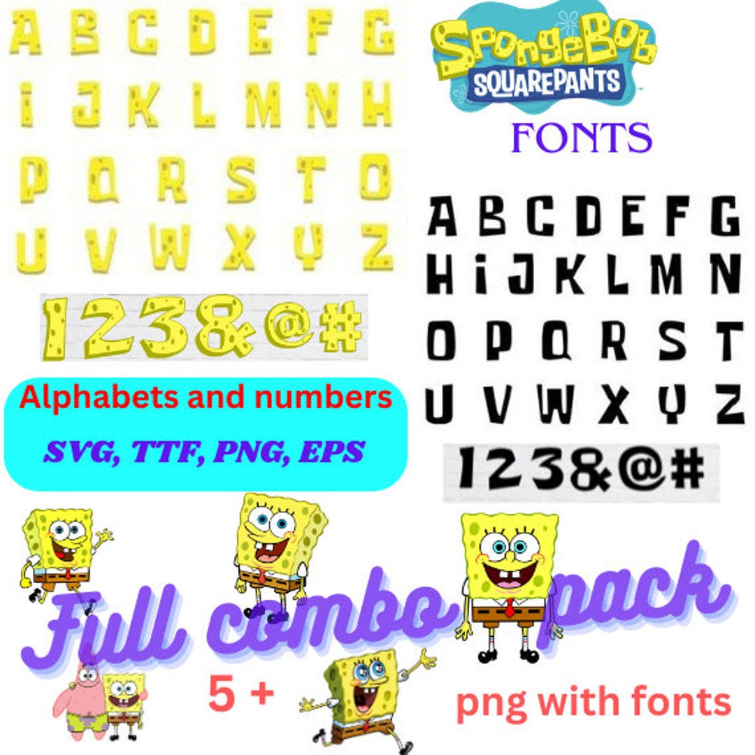 Buy Spongebob Font Svg, Spongebob Font, Party Fonts, Spongebob Font ...