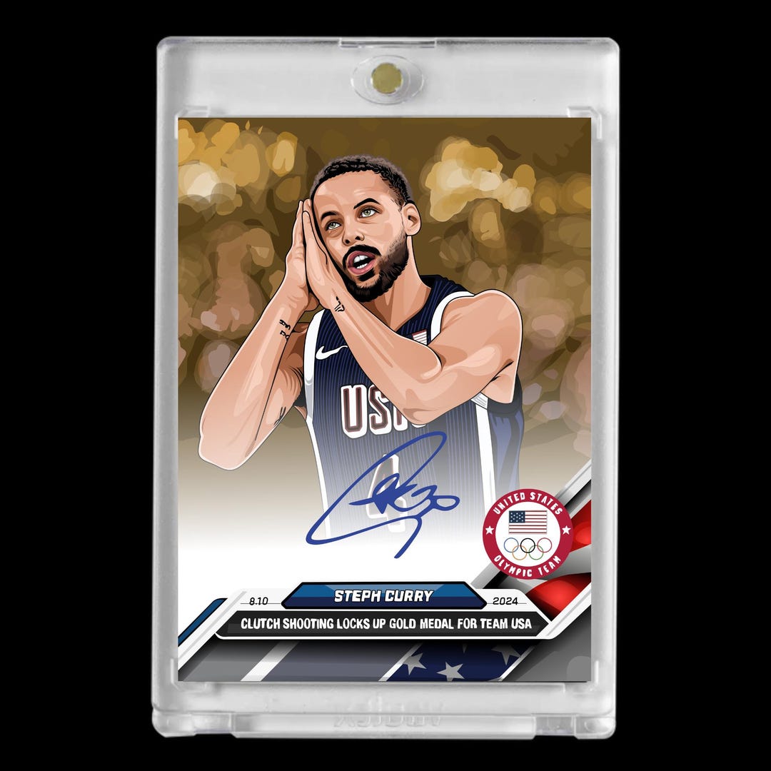 Steph Curry 2025 #4 USA Olympic Team Facsimile Autograph Custom Cartoon ...