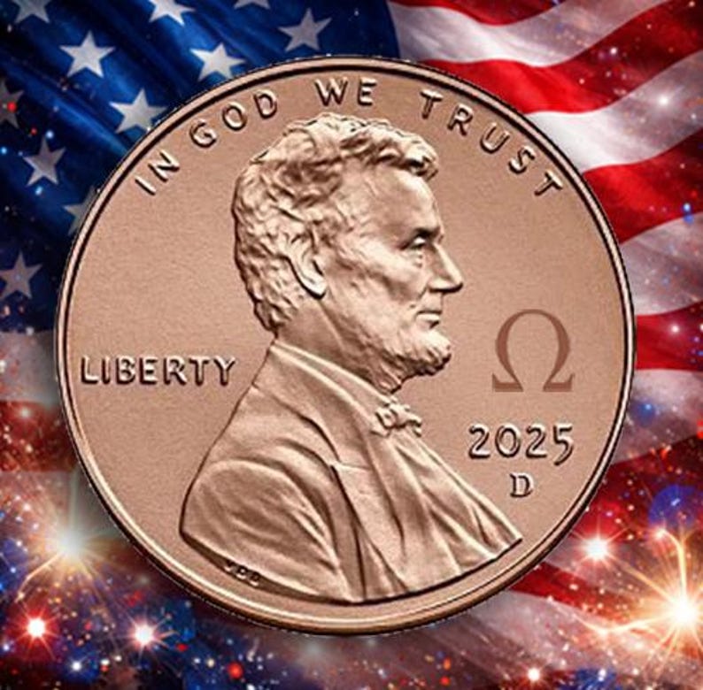 2025 Lincoln Penny Cent OMEGA Ω Counterstamp IN STOCK! - Etsy