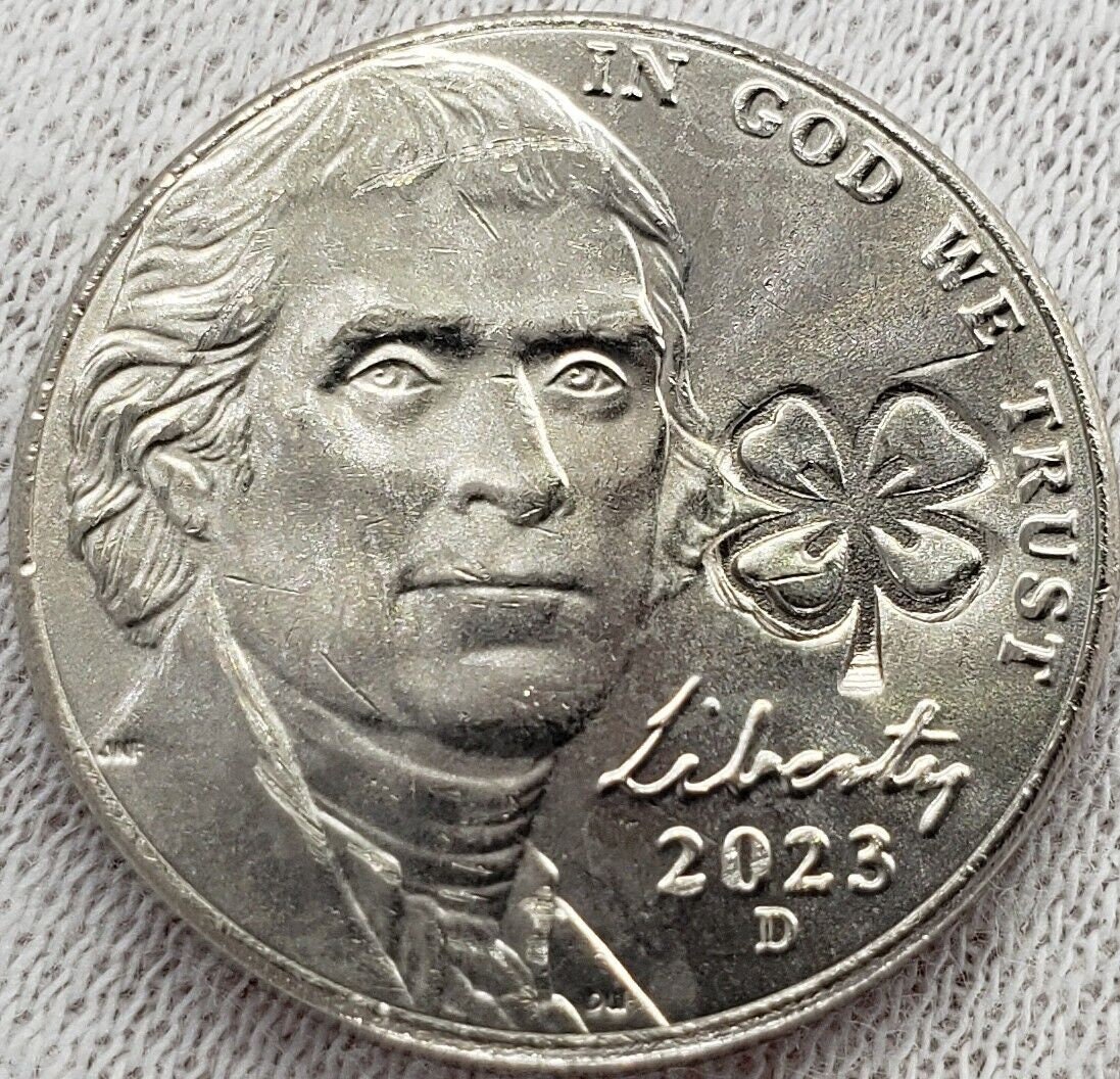 2023 5C Nickel Four 4 Leaf Clover Shamrock Irish Counterstamp Wedding ...