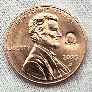 2025 Lincoln Penny Cent OMEGA Ω Counterstamp IN STOCK! - Etsy