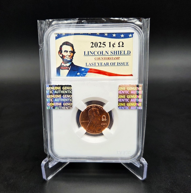 2025 Lincoln Shield Penny Cent OMEGA Ω Counterstamp With Slab Holder IN ...