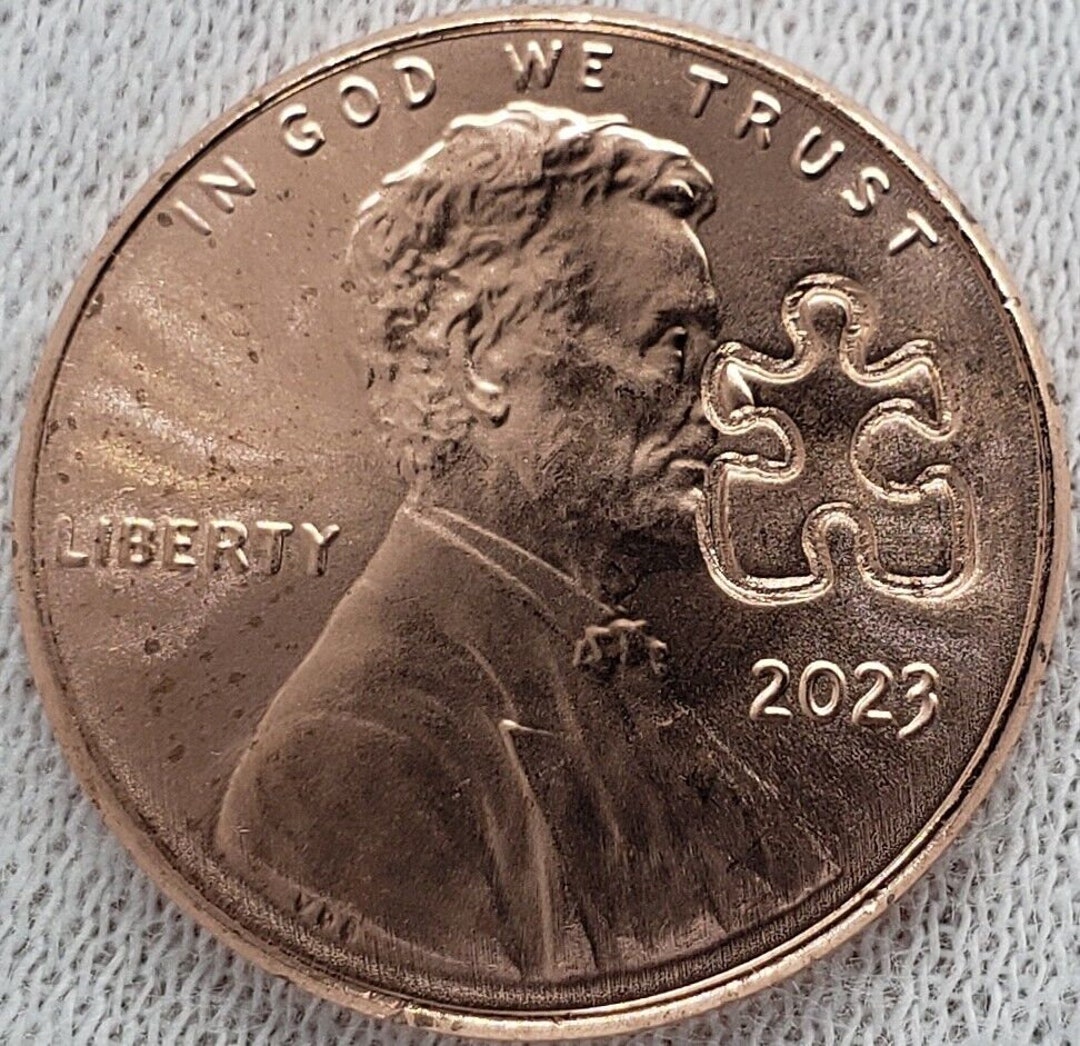 2024 Lincoln Penny Autism Awareness Symbol Puzzle Piece Counterstamp ...