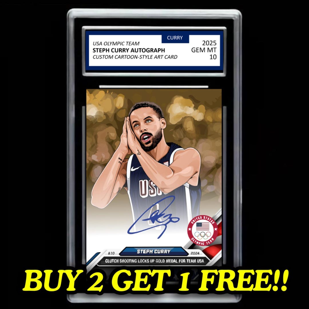 Steph Curry 2025 #4 USA Olympic Team Facsimile Autograph Custom Cartoon ...
