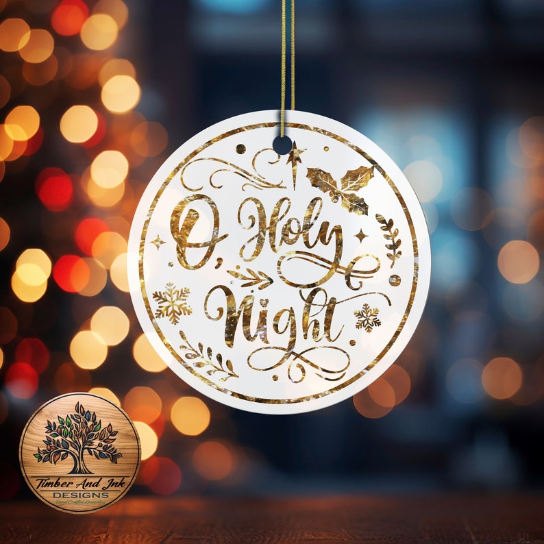 O Holy Night Ceramic Christmas Tree Ornament, Merry Christmas Ornament ...