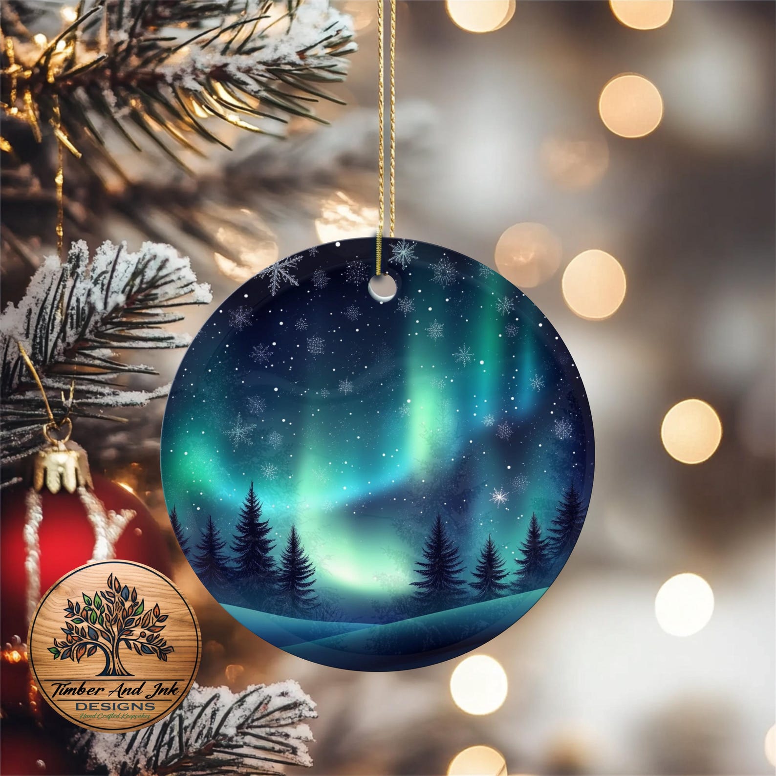 Northern Lights Ceramic Christmas Ornament - Aurora Borealis Tree ...