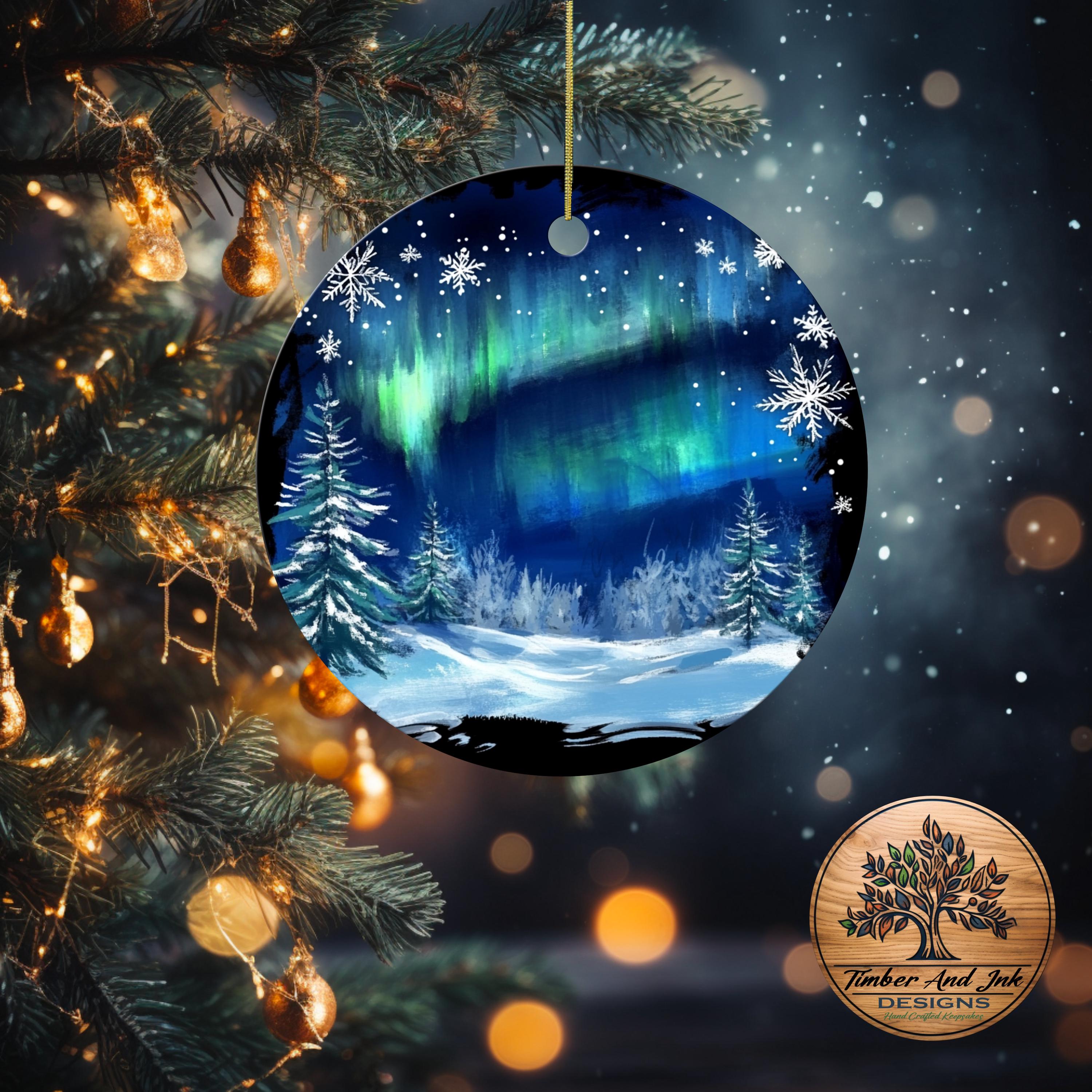 Northern Lights Ceramic Christmas Ornament - Aurora Borealis Tree ...
