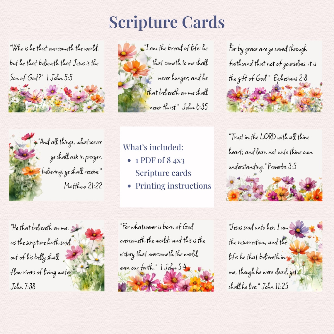 Faith Scripture Cards, Printable Scripture Cards, KJV, Kings James ...
