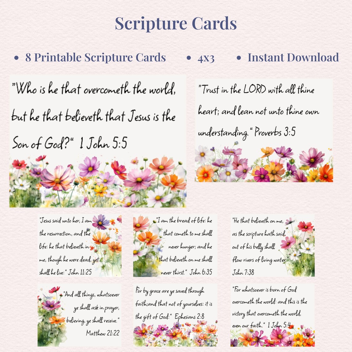 Faith Scripture Cards, Printable Scripture Cards, KJV, Kings James ...