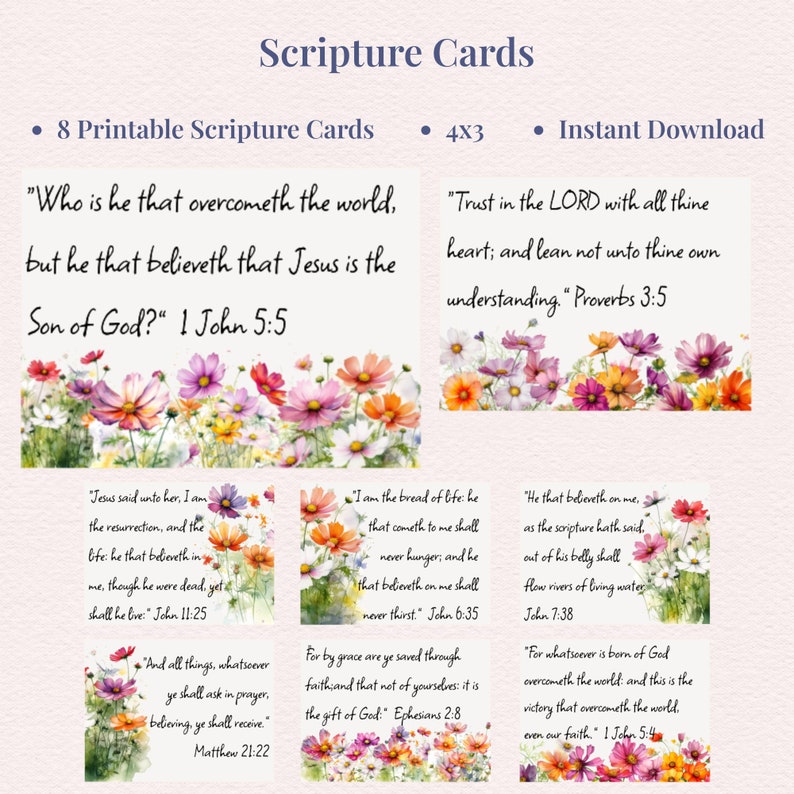 Faith Scripture Cards, Printable Scripture Cards, KJV, Kings James ...
