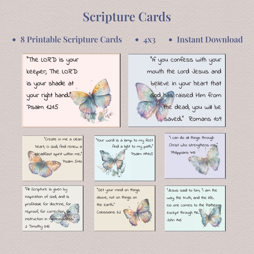 Printable Scripture Cards Butterflies, KJV, Kings James Version ...