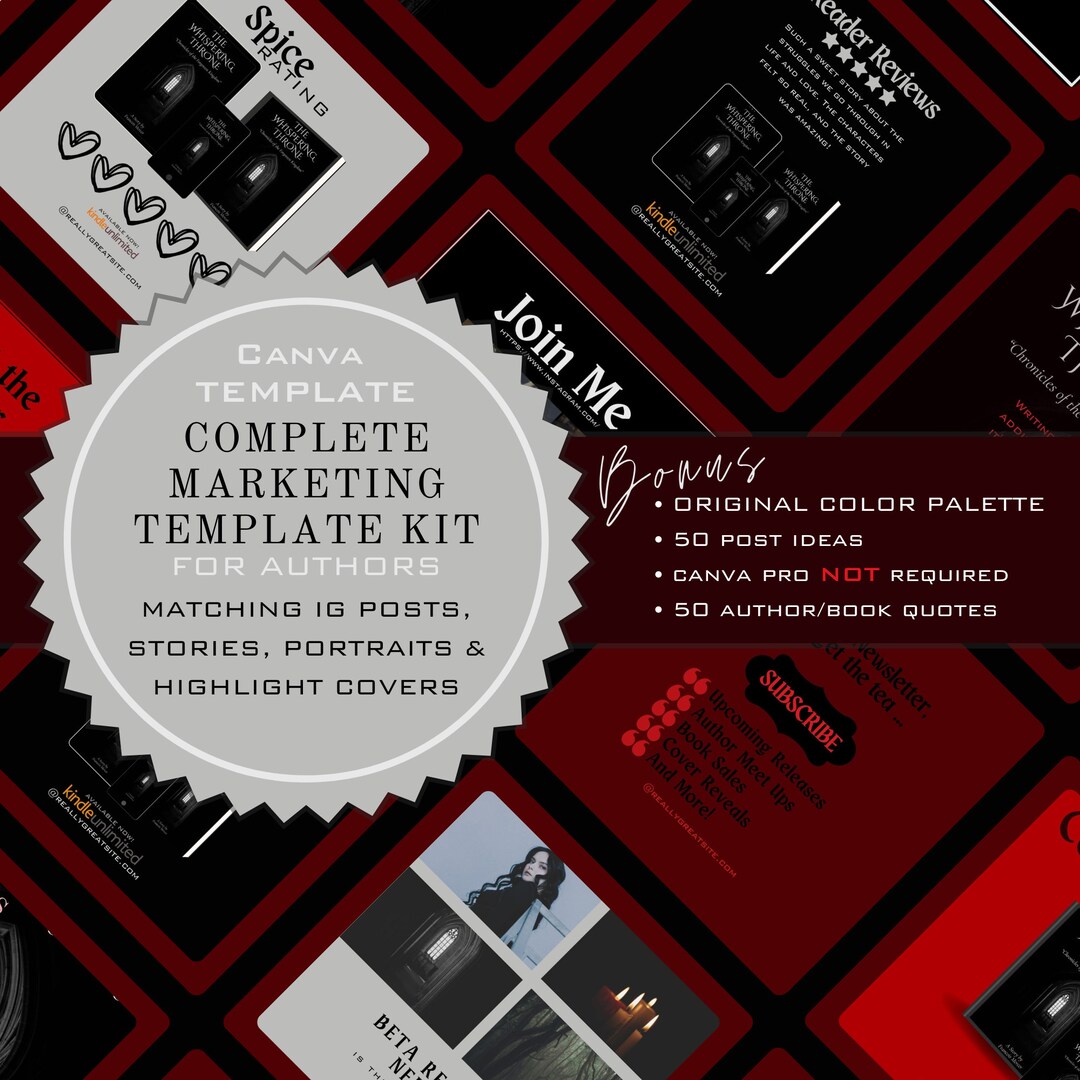 Victorian Gothic Author Marketing Templates, Bookstagram Kit (canva) - Etsy