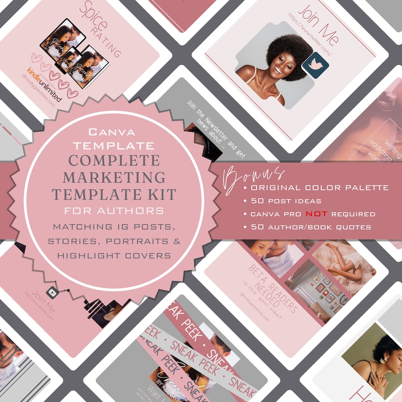 Author Instagram Marketing Templates, Social Media Kit for Bookstagram ...