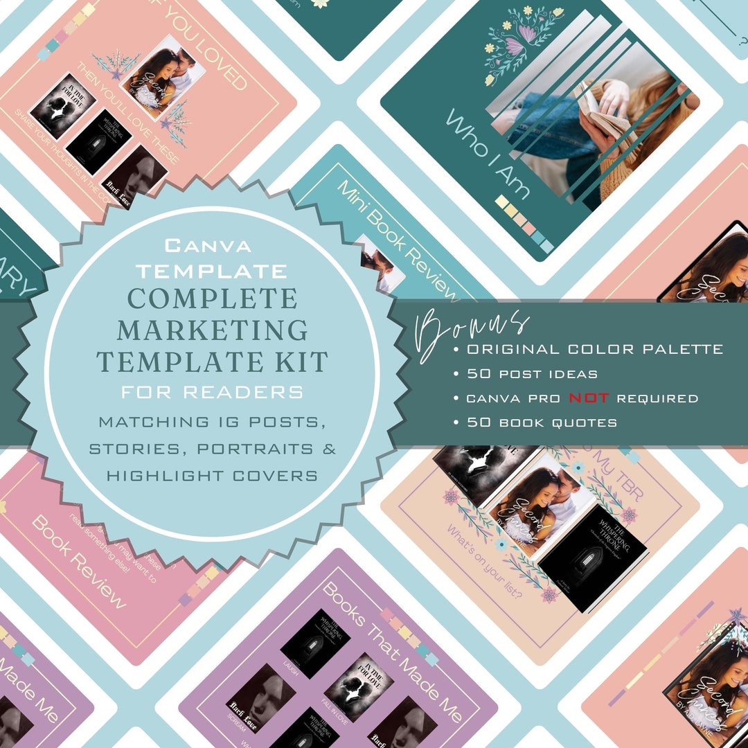 Reader Instagram Marketing Templates, Social Media Kit for Bookstagram ...