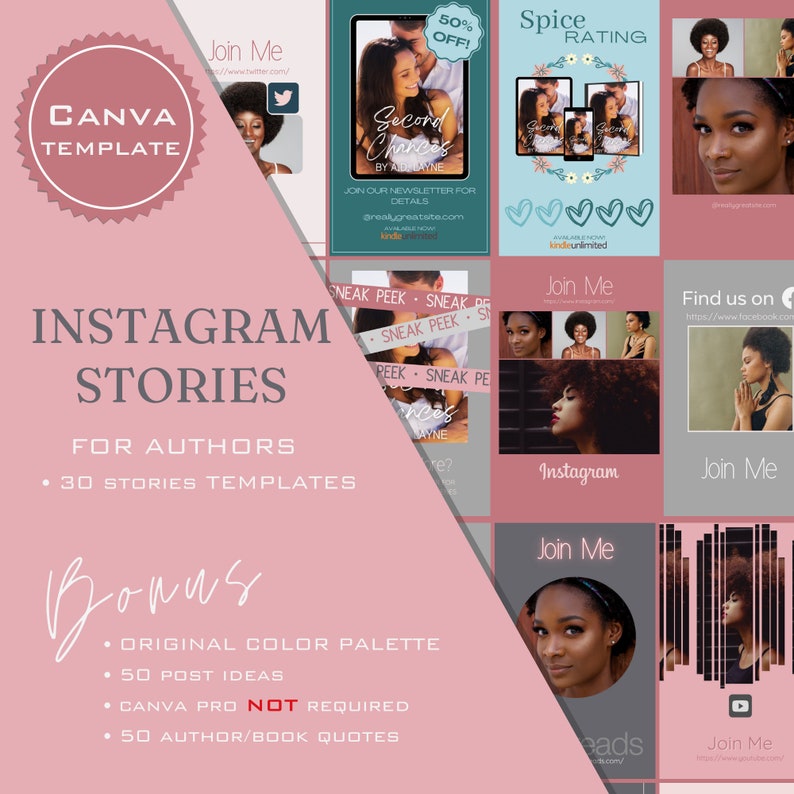Author Instagram Marketing Templates, Social Media Kit for Bookstagram ...