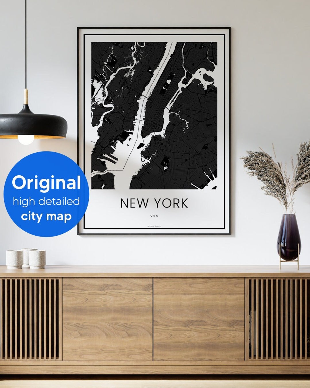 New York Map Print, New York, USA Map Print, New York Maps, Map Decor ...