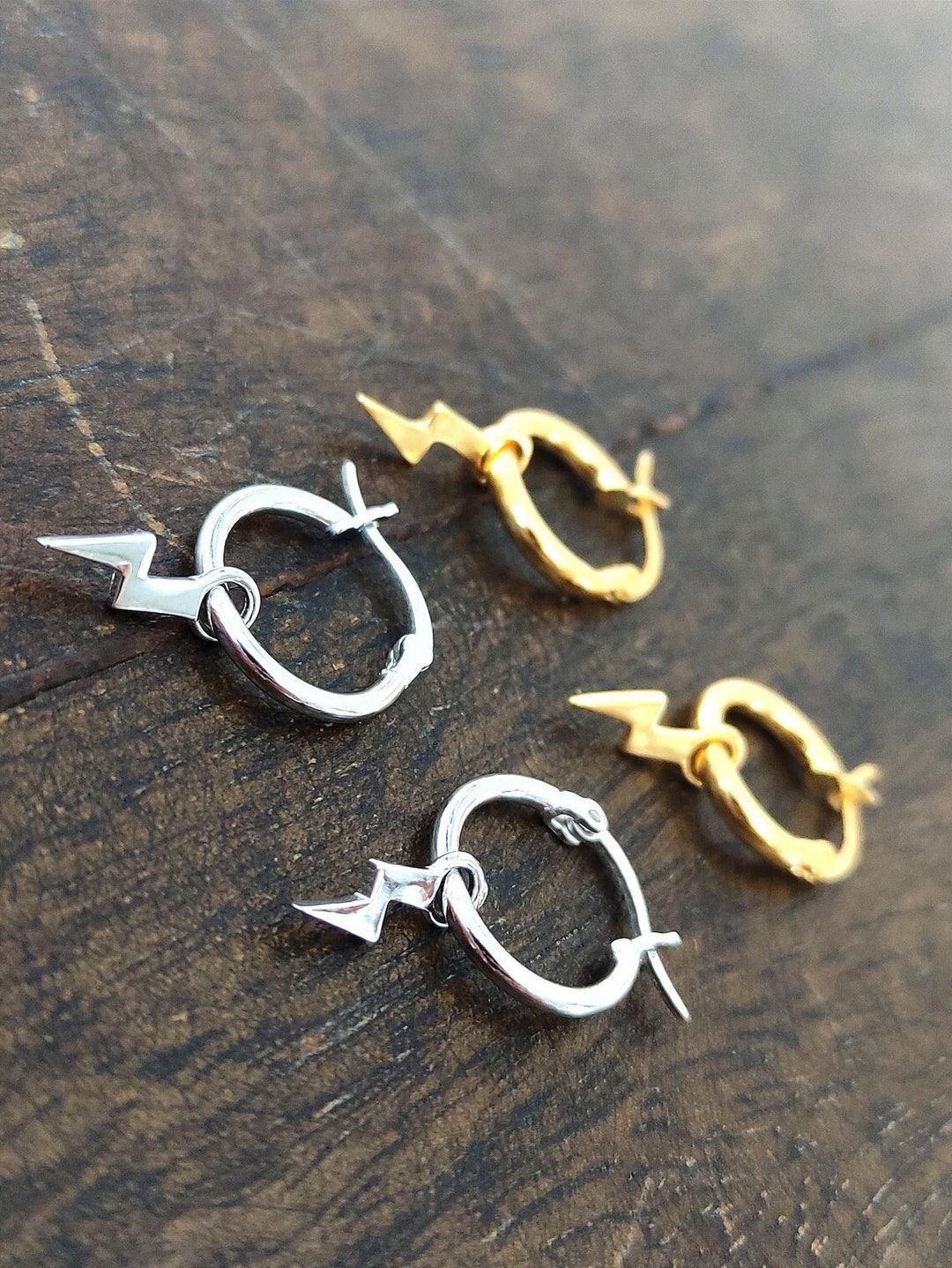 Classic Lightning Bolt Hoop Earrings (silver 925) Gold 925 Silver David ...