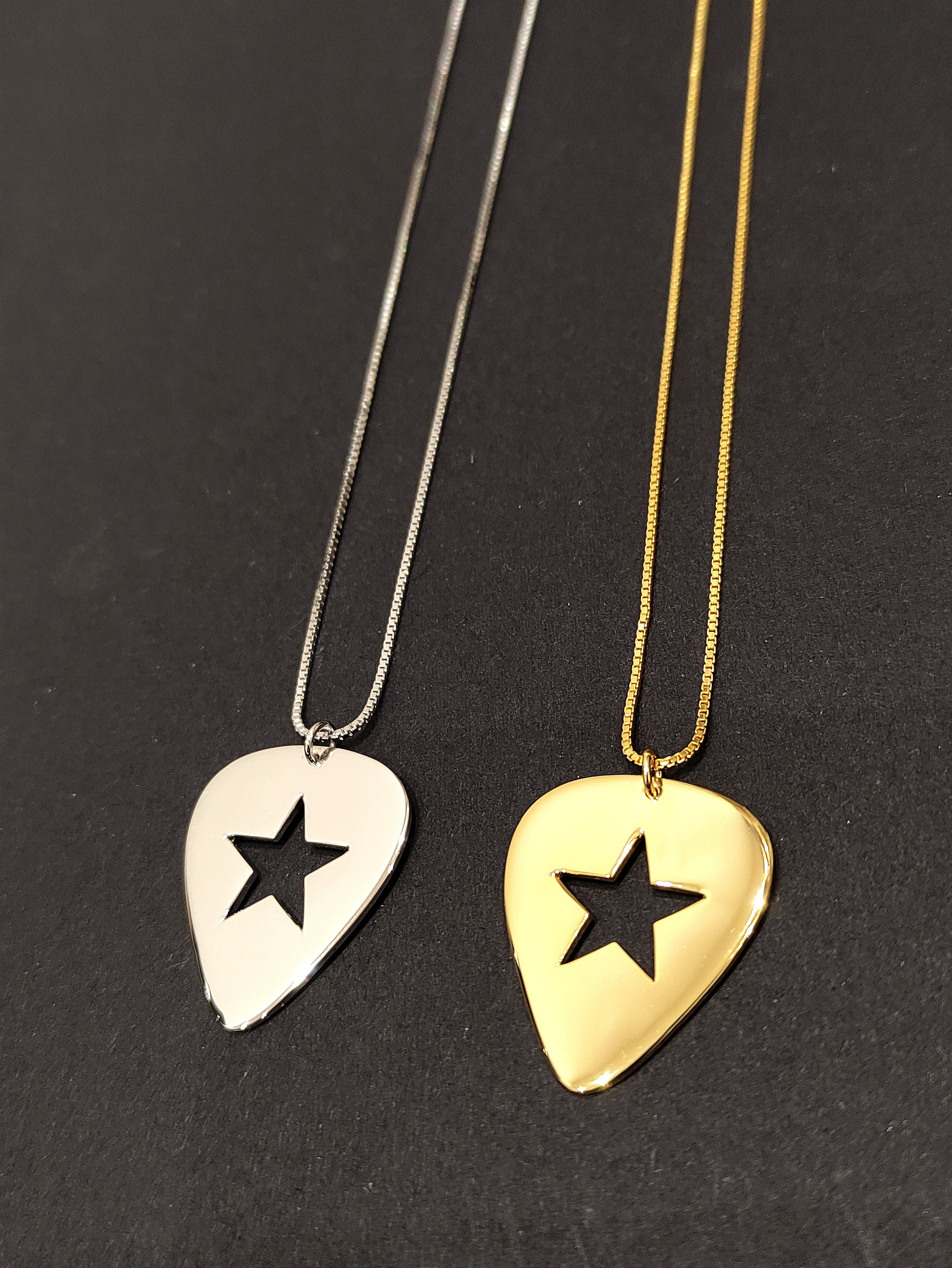 Guitar Pick Star Pendant and Box Chain (925 Silver) Blackstar David ...