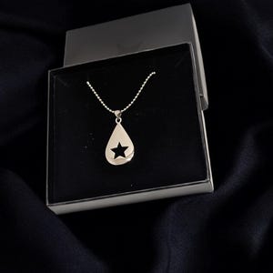 Silver 925 Teardrop and Star Pendant Necklace Ball Chain Cute Petite ...