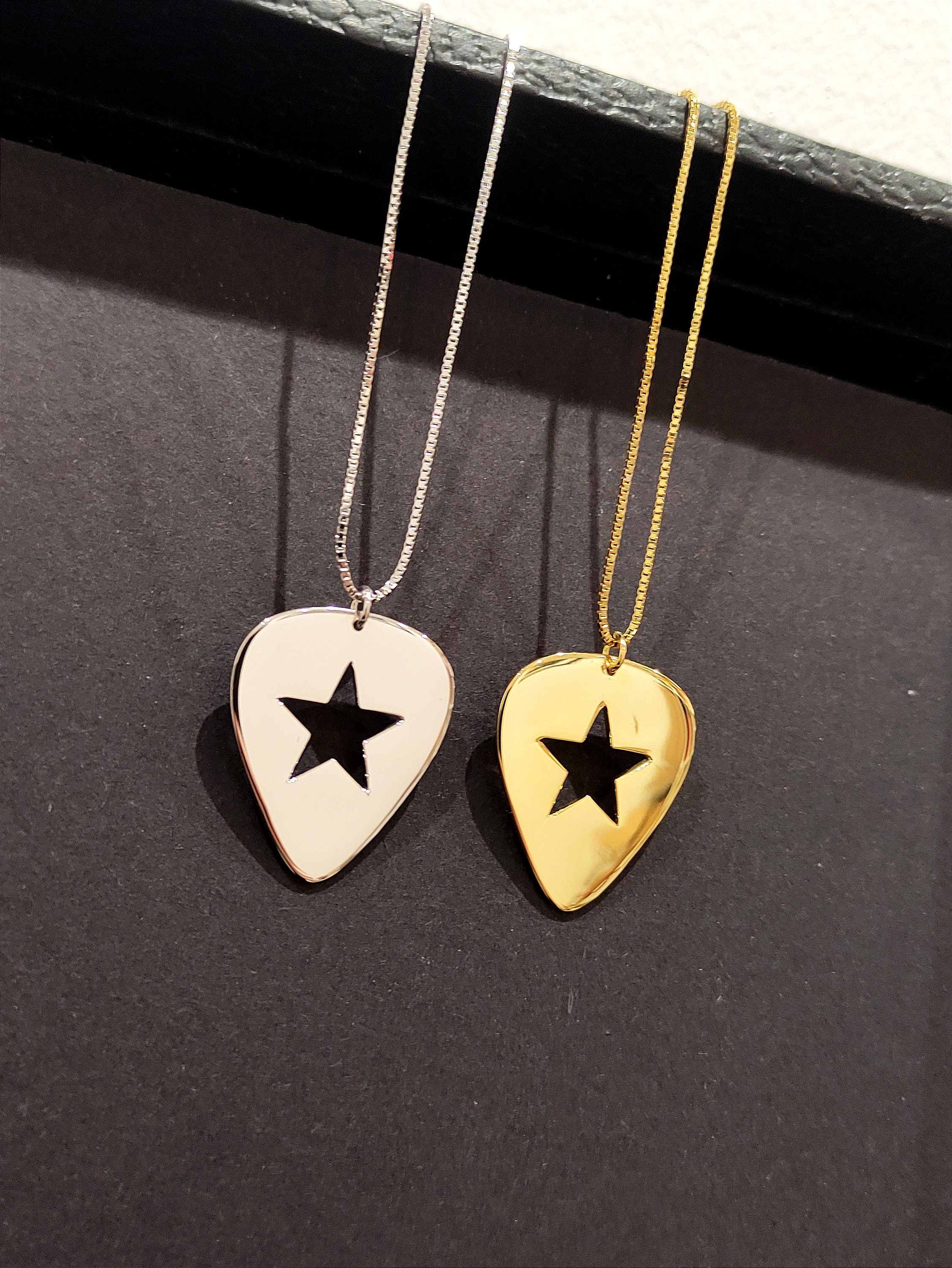 Guitar Pick Star Pendant and Box Chain (925 Silver) Blackstar David ...
