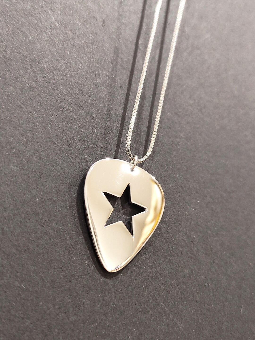 Guitar Pick Star Pendant and Box Chain (925 Silver) Blackstar David ...