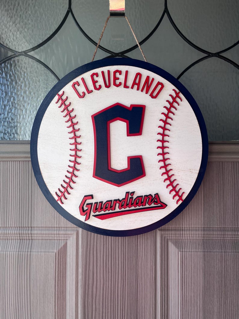 Cleveland Guardians- Baseball Door Hanger - Etsy