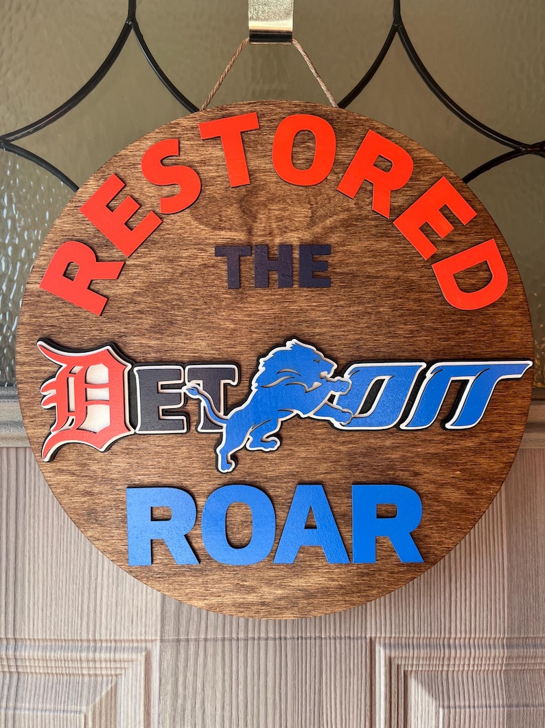 Detroit Tigers/detroit Lions Restored the Roar Door Hanger - Etsy