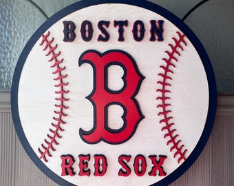 12" Boston Red Sox Wood Round Door Sign Welcome to Our Home MLB Front ...