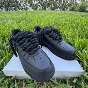 Custom Matte Black Af1 With Black Rope Laces - Etsy