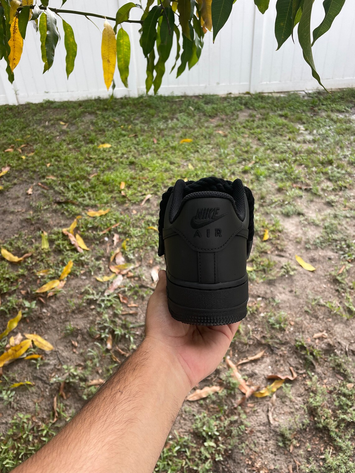 Custom Matte Black Af1 With Black Rope Laces - Etsy