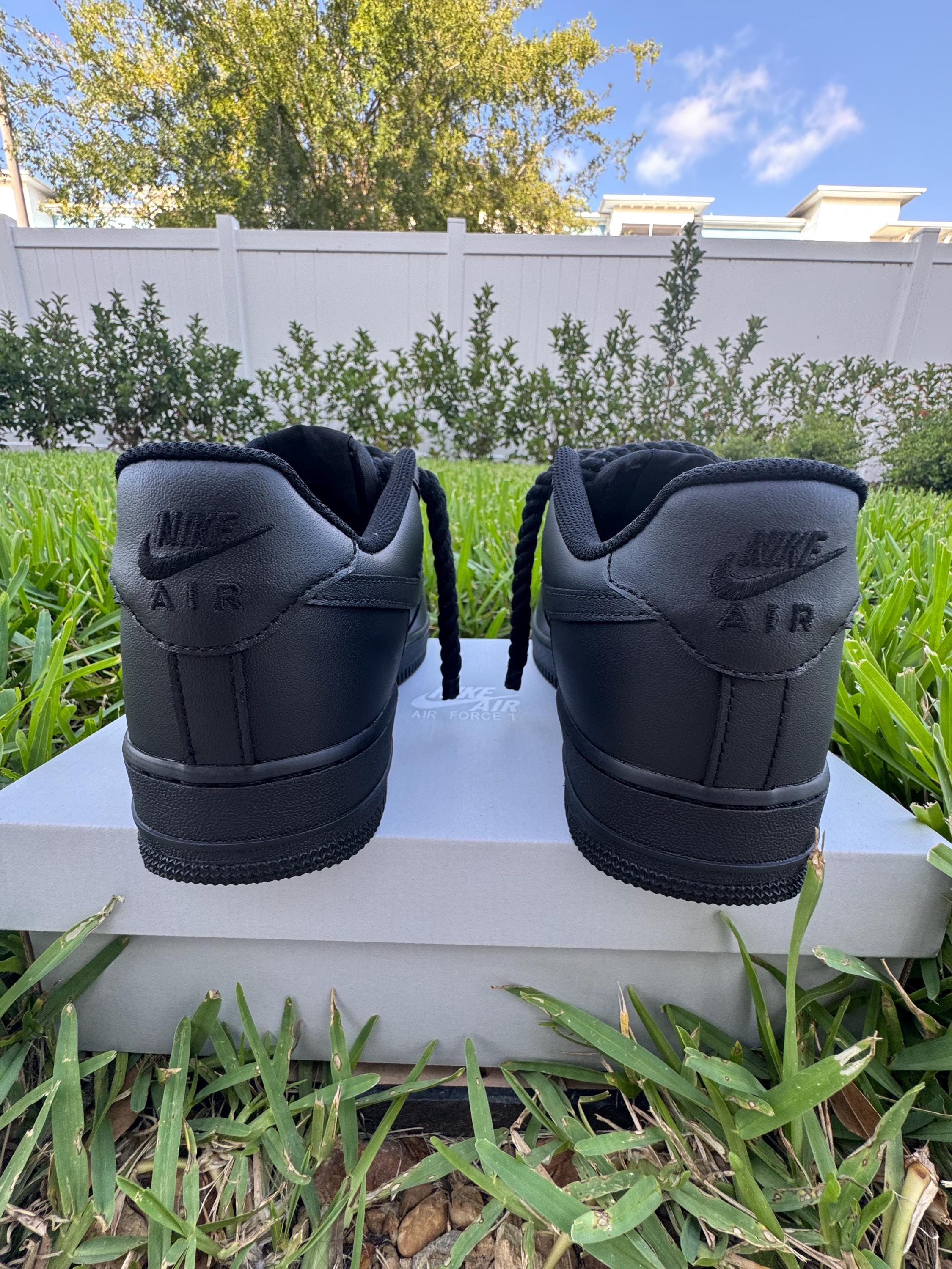 Custom Matte Black Af1 With Black Rope Laces - Etsy