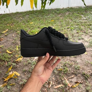 Custom Matte Black Af1 With Black Rope Laces - Etsy