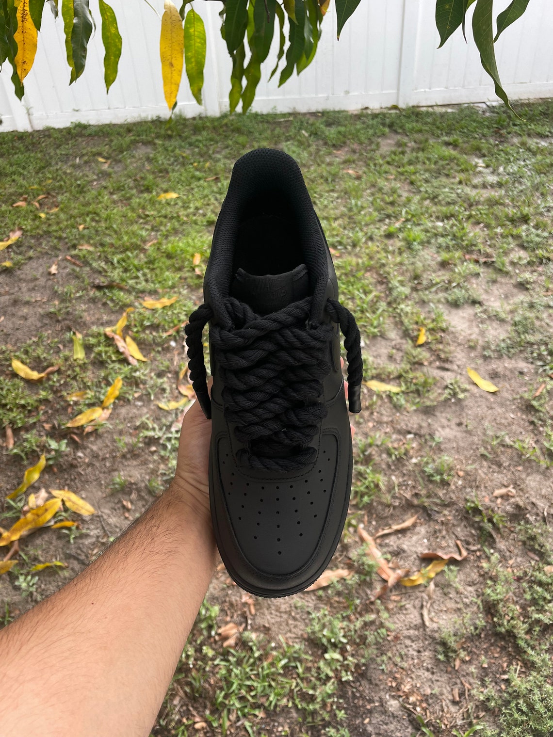 Custom Matte Black Af1 With Black Rope Laces - Etsy