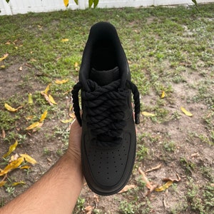 Custom Matte Black Af1 With Black Rope Laces - Etsy