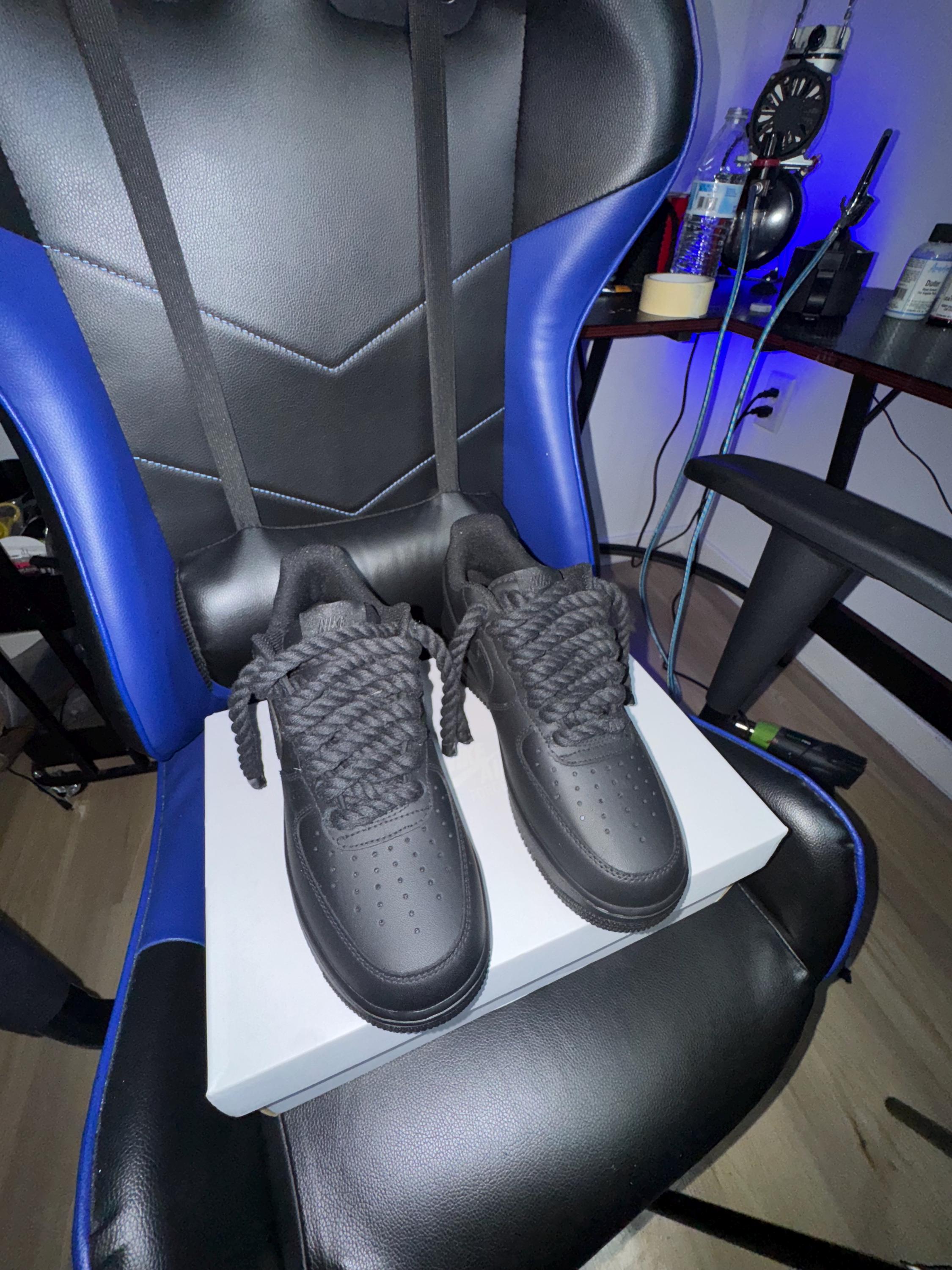 Custom Matte Black Af1 With Black Rope Laces - Etsy